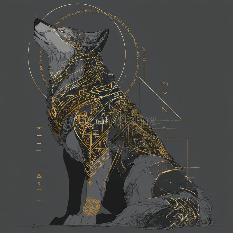 Nordic Wolf with Runic Patterns in Its Fur Styliz 03 â€” Conceptual ...