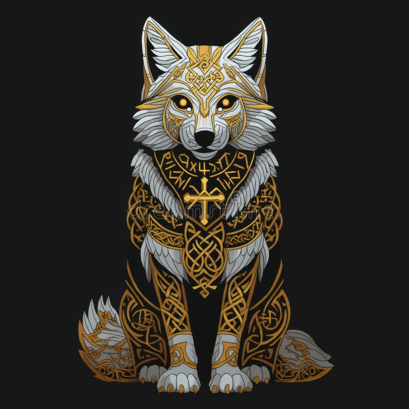 Nordic Wolf with Runic Patterns in Its Fur Styliz 05 â€” Conceptual ...