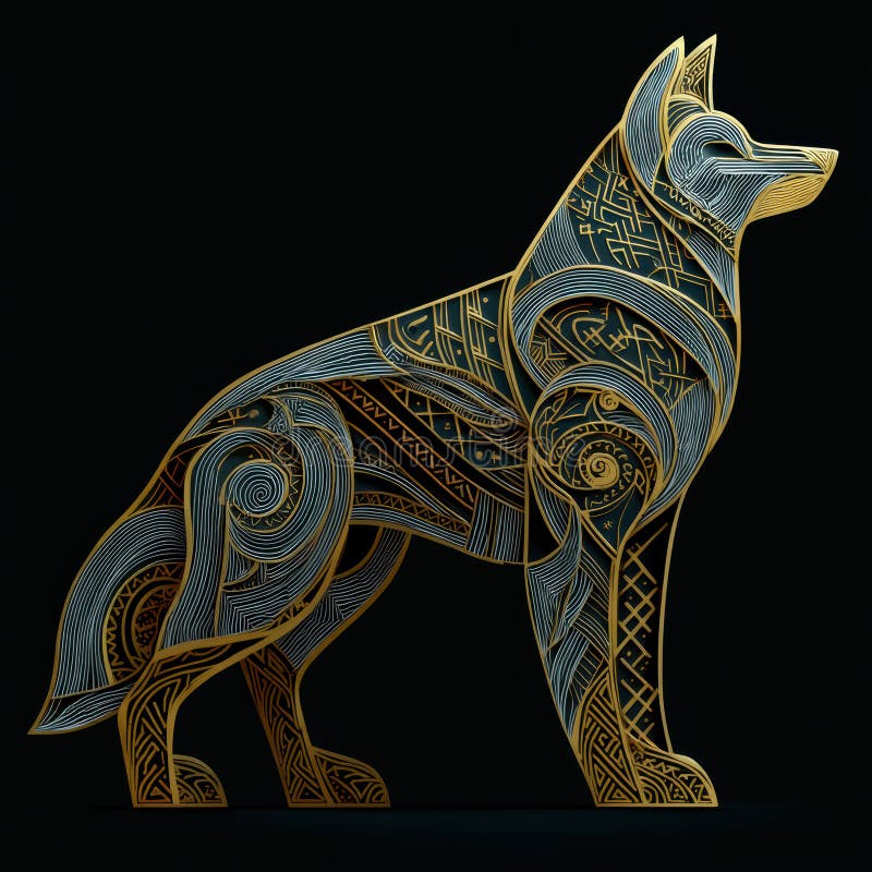 Nordic Wolf with Runic Patterns in Its Fur Styliz 06 â€” Conceptual ...