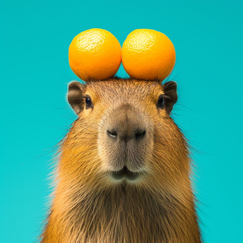 AI-generated Illustration of a Capybara with Oranges on Its Head ...