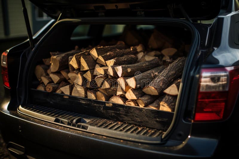 AI Generated Illustration of a Car with a Load of Logs in the Back ...