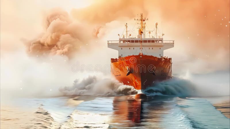 AI-generated Illustration of a Cargo Ship Navigating in the Ocean ...
