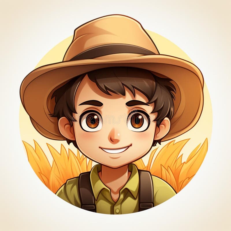 AI Generated Illustration of a Cartoon Boy in a Farm Stock Illustration ...