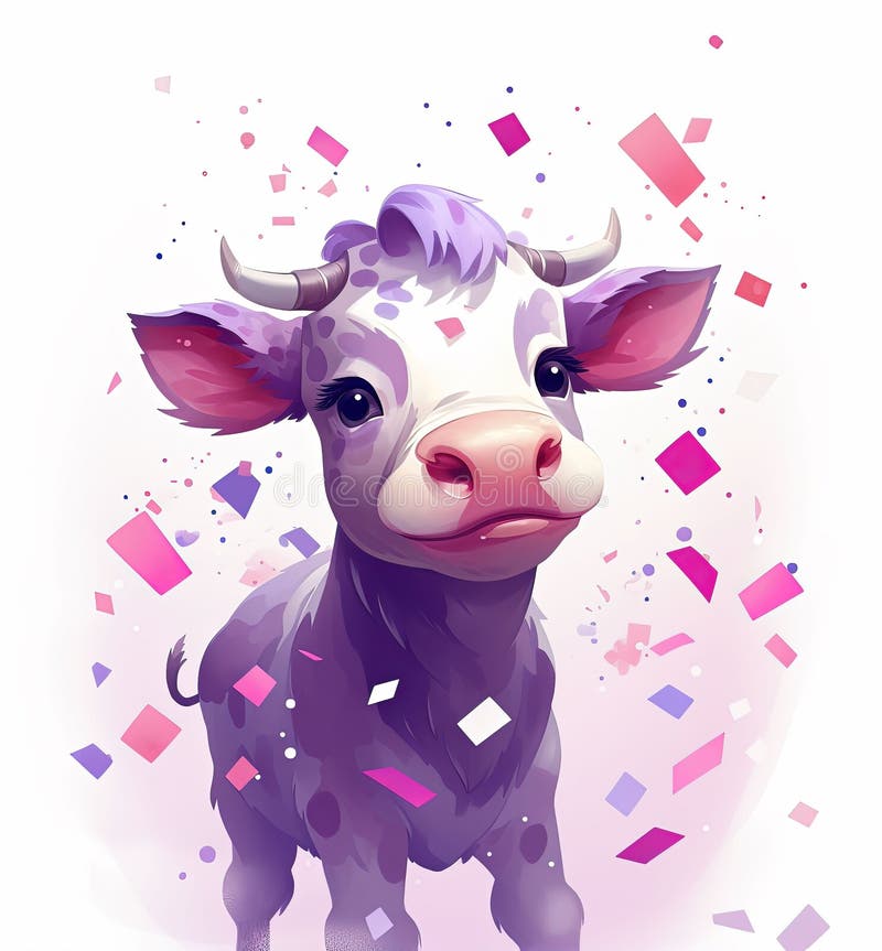 AI Generated Illustration of a Cartoon Cow with Confetti Sprinkles ...
