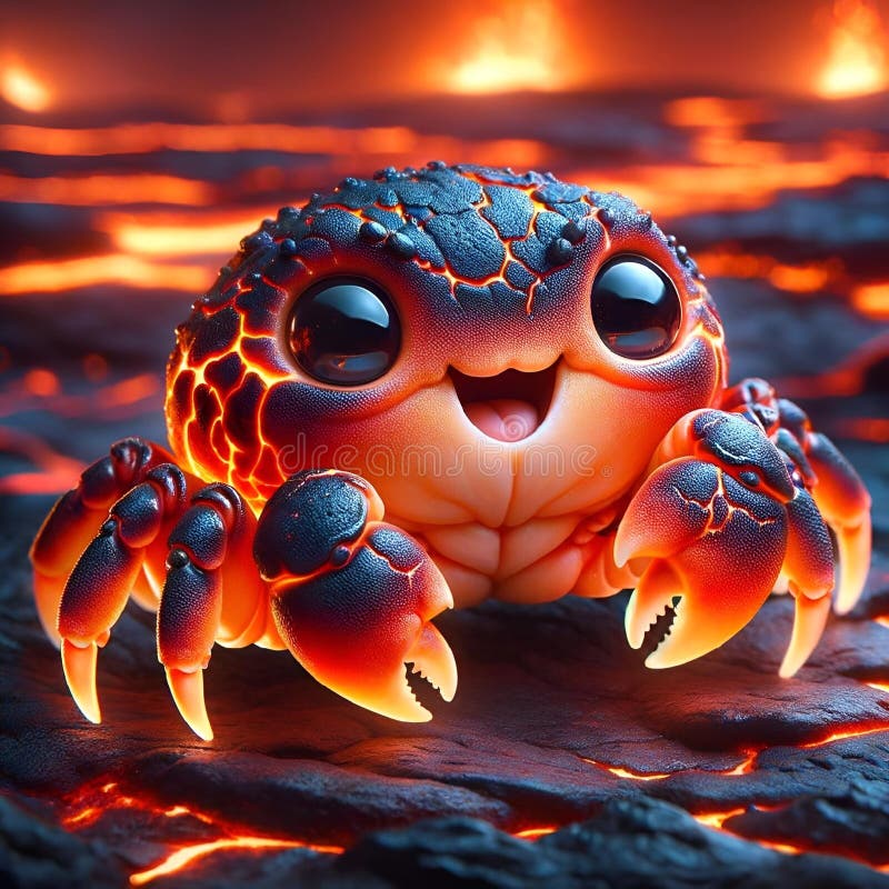 AI Generated Illustration of a Cartoon Crab on a Lava in August Stock ...
