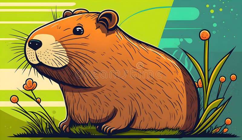 A Drawing of a Cute Capybara Stock Illustration - Illustration of ...