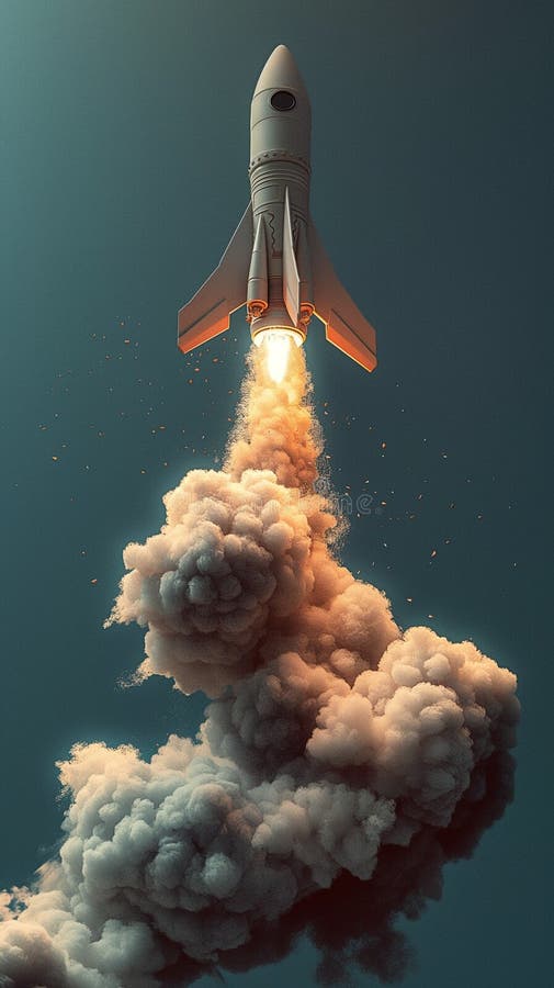 AI Generated Illustration of a Cartoon Rocket Launch Stock Photo ...