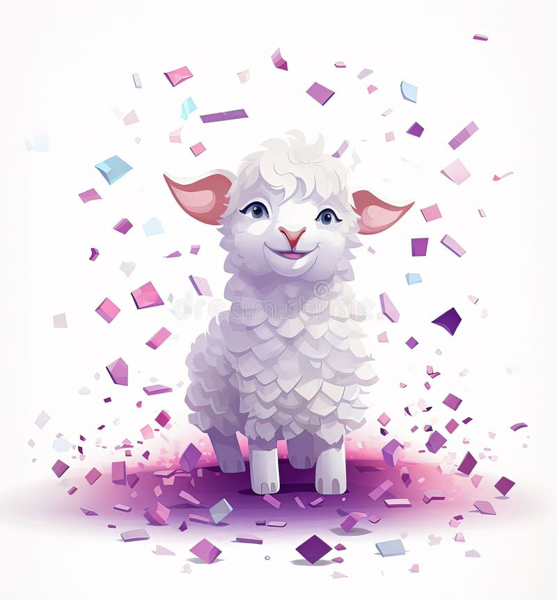 AI Generated Illustration of a Cartoon Sheep with Confetti Sprinkles Stock Illustration ...