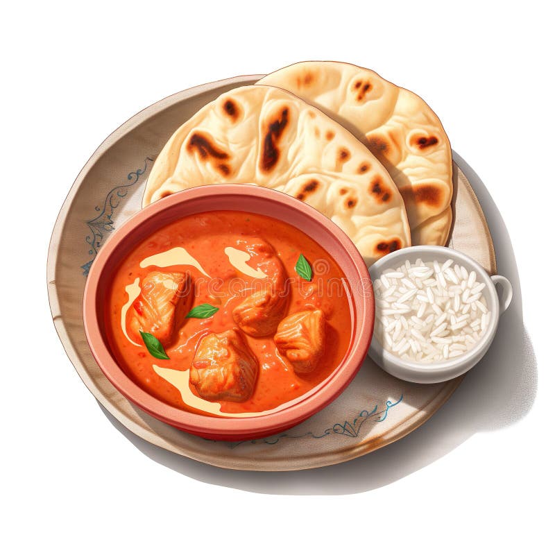 AI Generated Illustration of Cartoon-style Chicken Curry, Served with a ...