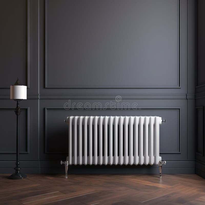 An Old Cast Iron Radiator in a Dark Room Stock Illustration ...