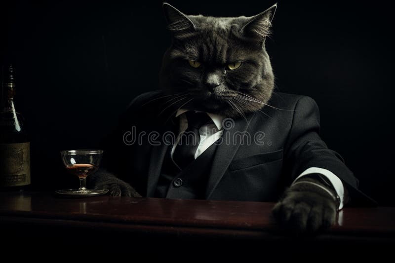 AI Generated Illustration of a Cat As Mafia Boss Stock Illustration ...