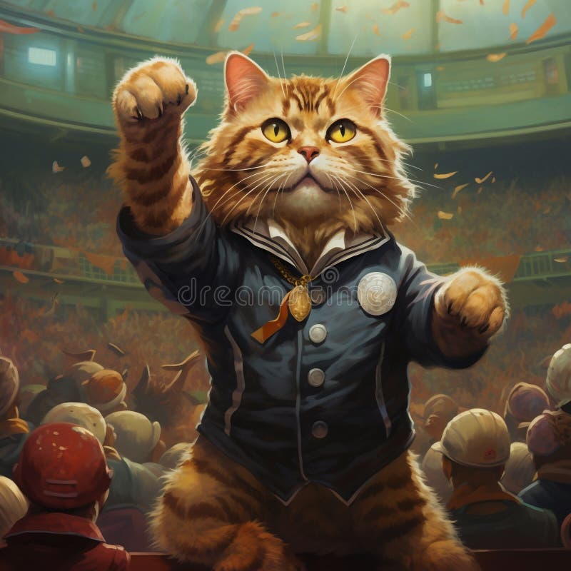 AI Generated Illustration of a Cat with Intense Eyes, Showing Its ...