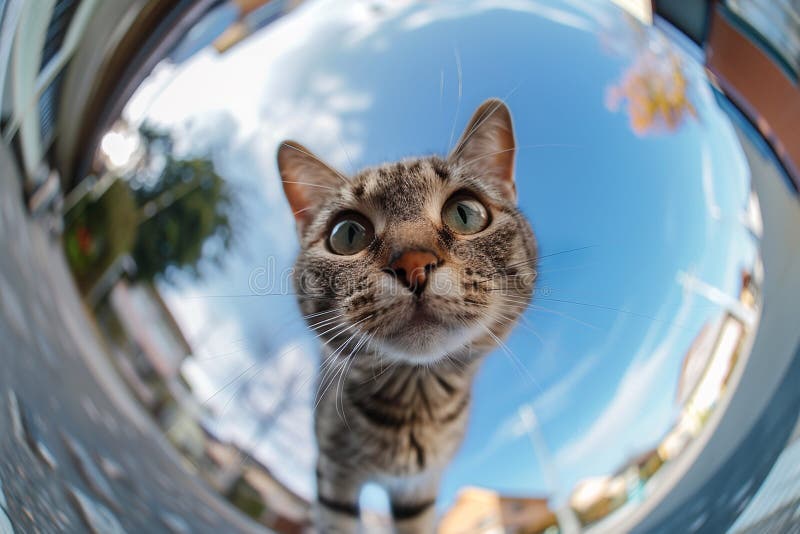 AI Generated Illustration of a Cat Outside Looking Up at the Camera ...