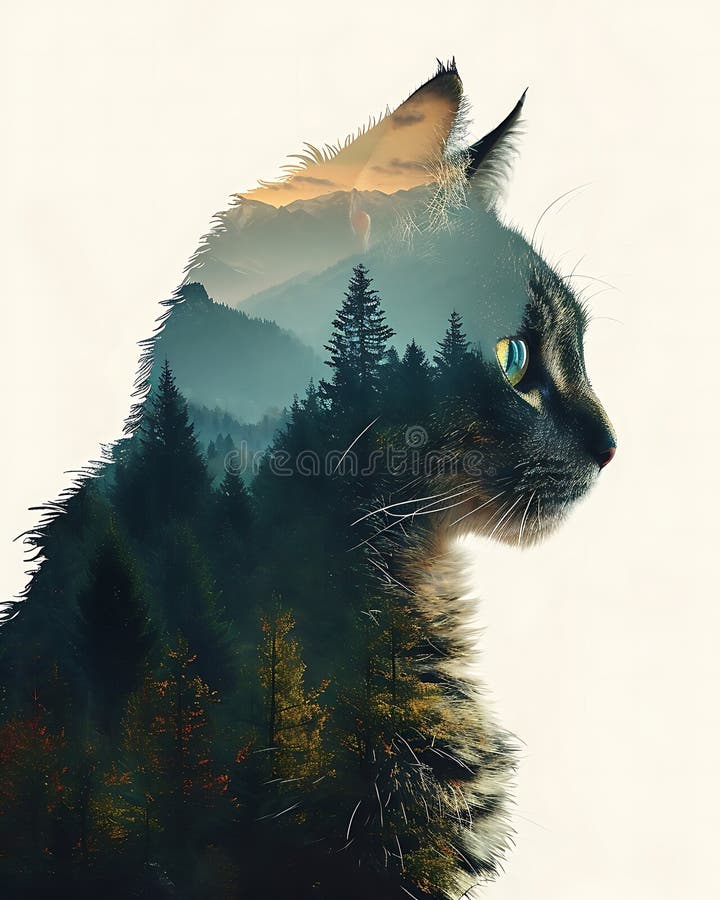 AI Generated Illustration of a Cat Standing in the Foreground, Its ...