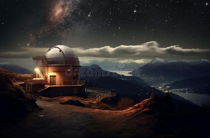 AI Generated Illustration of a Celestial Observatory Under a Starry ...