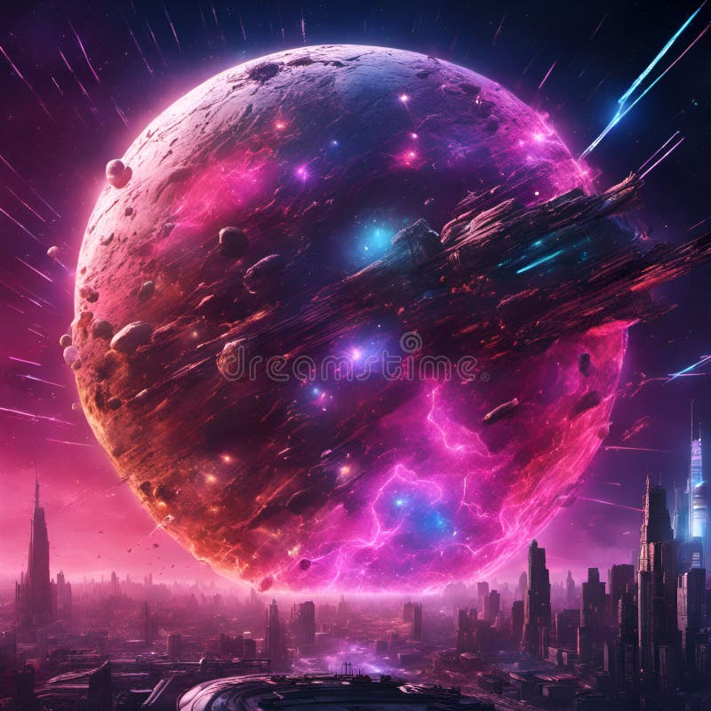 AI Generated Illustration of a Celestial Pink Planet in the Surreal Sky ...