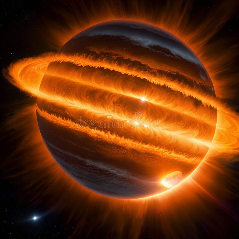 AI Generated Illustration of a Celestial Scene Featuring a Gas Giant ...