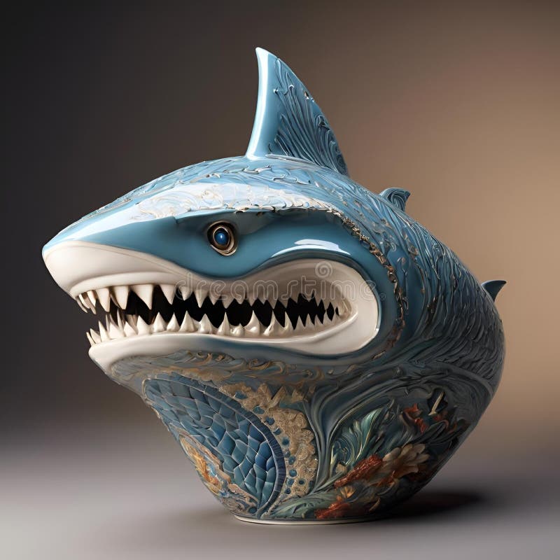AI Generated Illustration of a Ceramic Sculpture Featuring Sharks Teeth ...