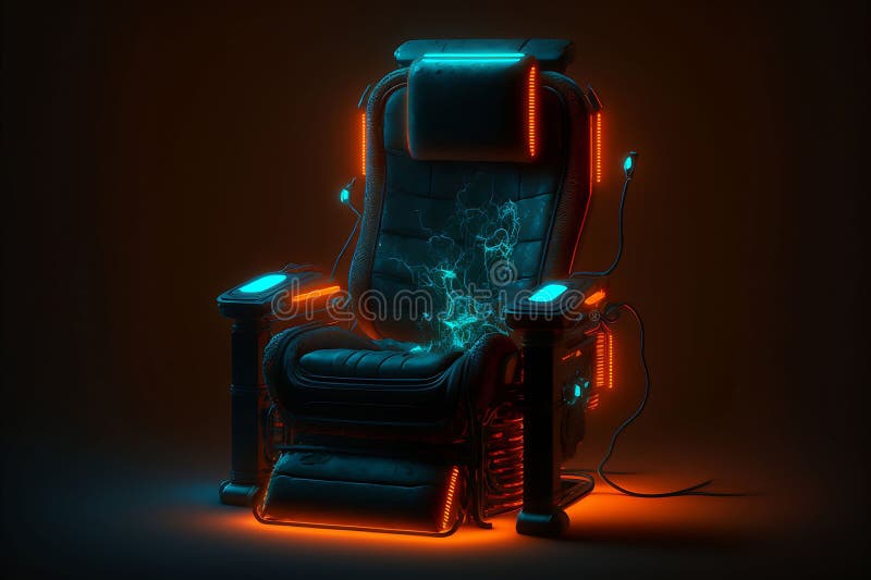 AI-generated Illustration of a Chair with Neon Lights Isolated on Black ... AI-generated Illustration of a Chair with Neon Lights Isolated on Black ...