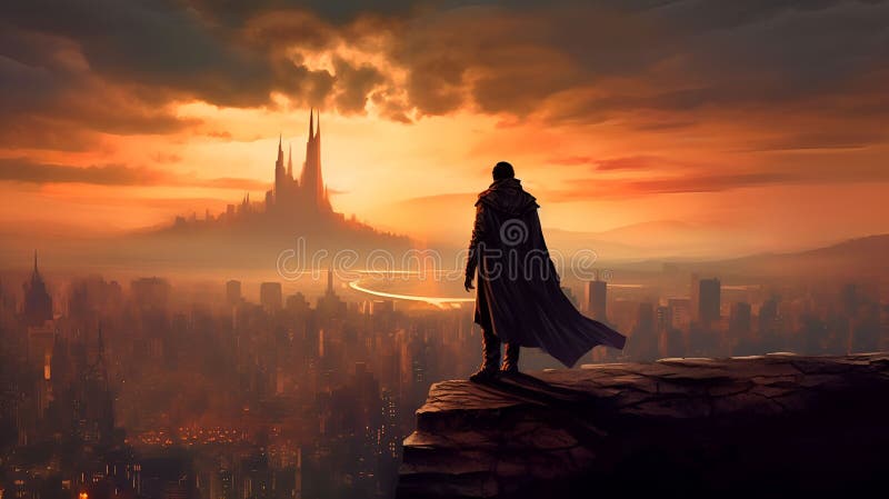 AI Generated Illustration of a Character Standing on a Cliff ...