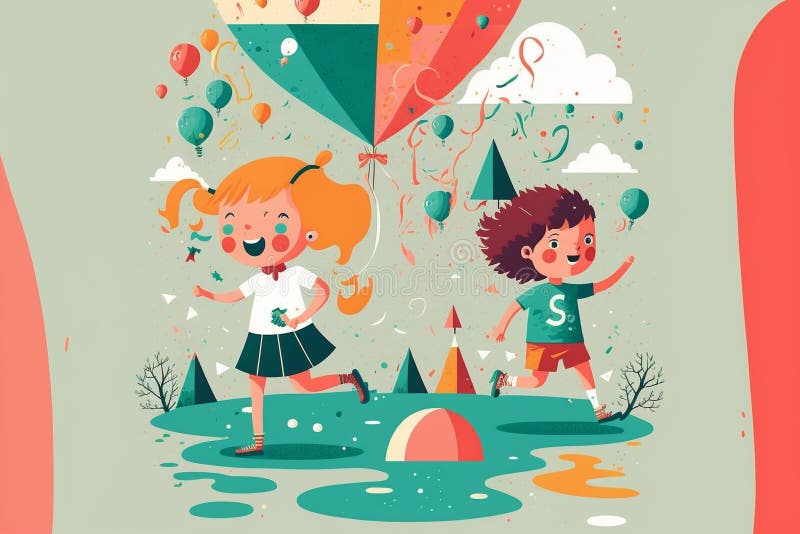 AI Generated Illustration of Children Playing Together Stock ...