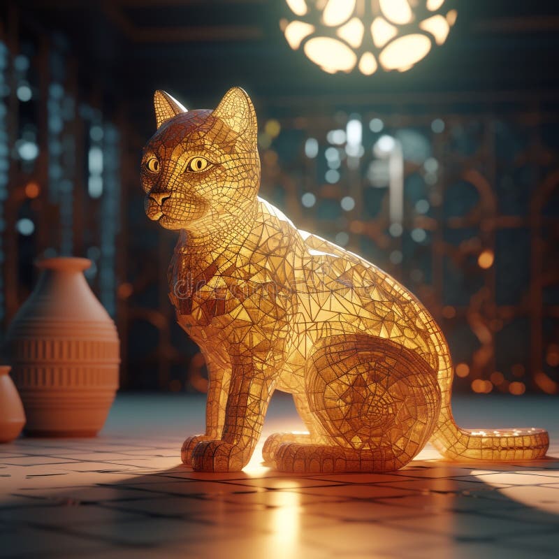AI-generated Illustration of a Chinese Mosaic Cat in an Ancient Temple ... AI-generated Illustration of a Chinese Mosaic Cat in an Ancient Temple ...