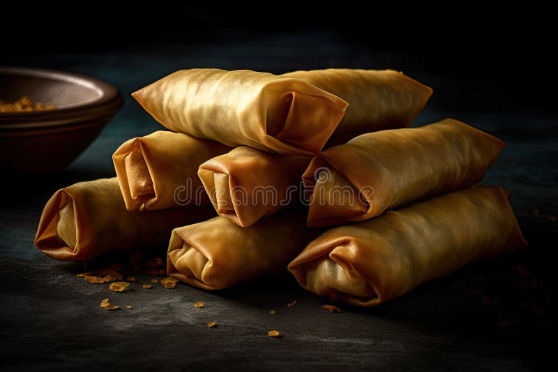 AI Generated Illustration of Chinese Spring Rolls Stock Illustration ...