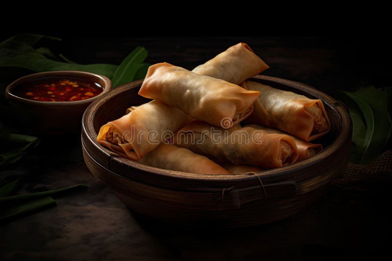 AI Generated Illustration of Chinese Spring Rolls Stock Illustration ...