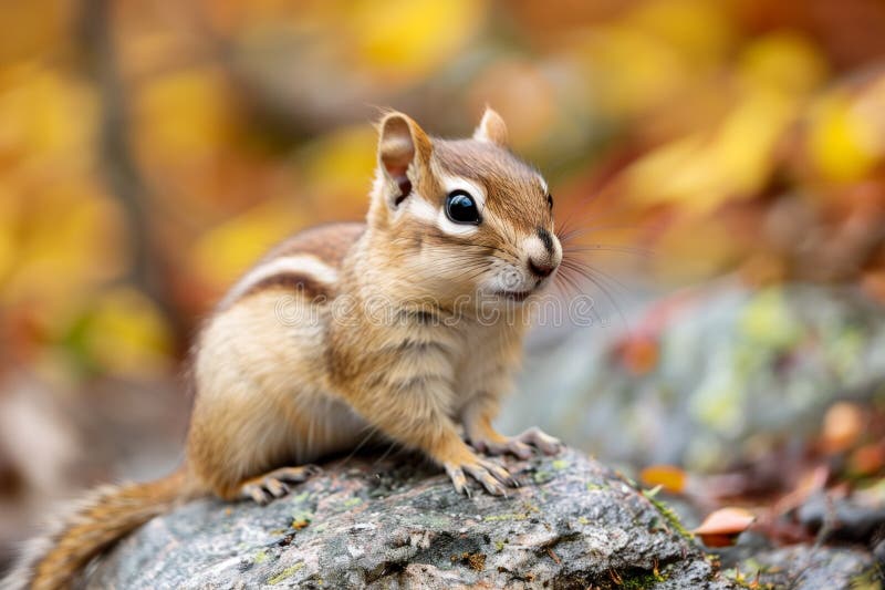 AI Generated Illustration of a Chipmunk Perched on a Rock in a Forest ...