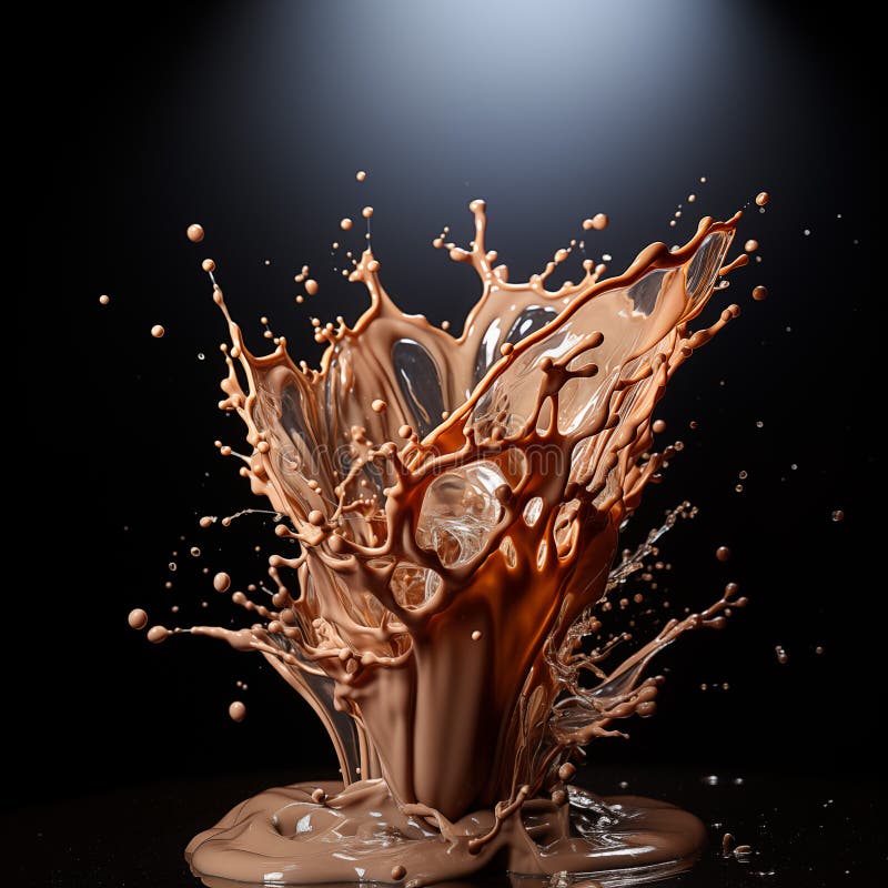 AI Generated Illustration of a Chocolate Splash on a Dark Background ...