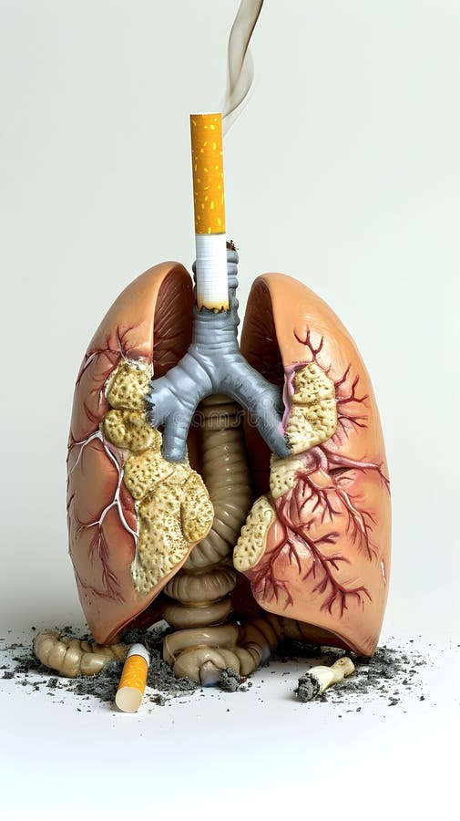 AI Generated Illustration of a Cigarette Inside Lungs Stock ...