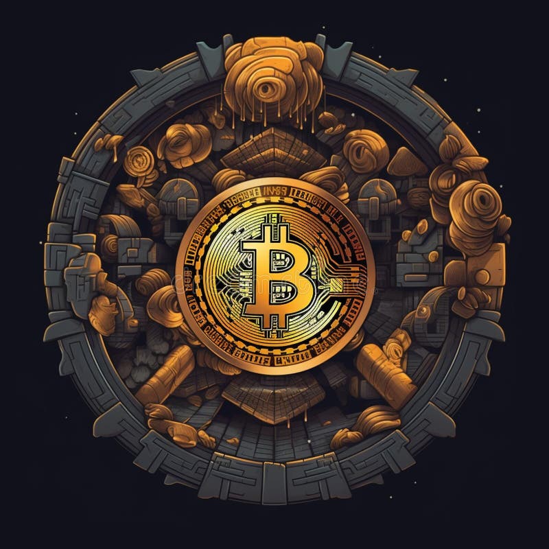 AI Generated Illustration of a Circular Stone Plaque with the Bitcoin ...