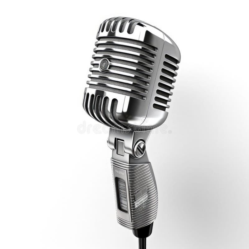 AI Generated Illustration of a Classic Silver Microphone in Front of a ...