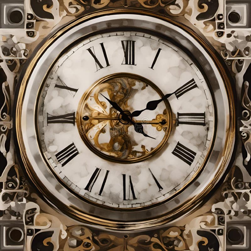 AI Generated Illustration of a Clock in Broken Time Stock Illustration ...