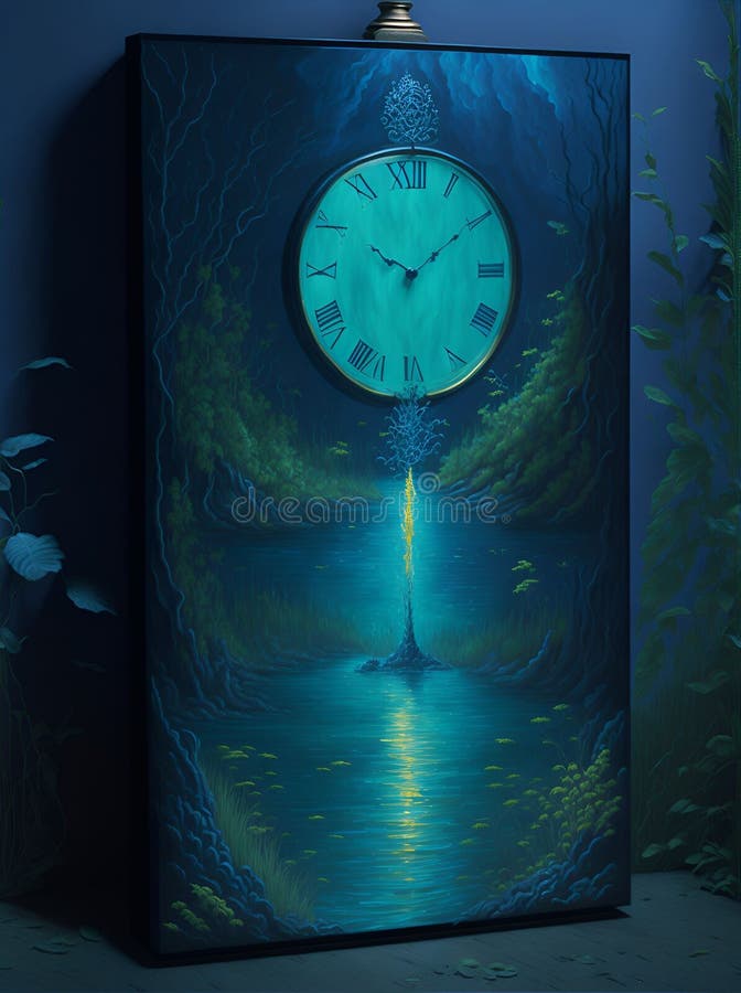 AI Generated Illustration of a Clock with a Navy Blue Backdrop in a ...