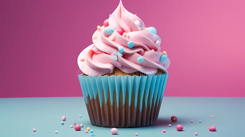 AI Generated Illustration of a Close-up of an Appetizing Cupcake in ...