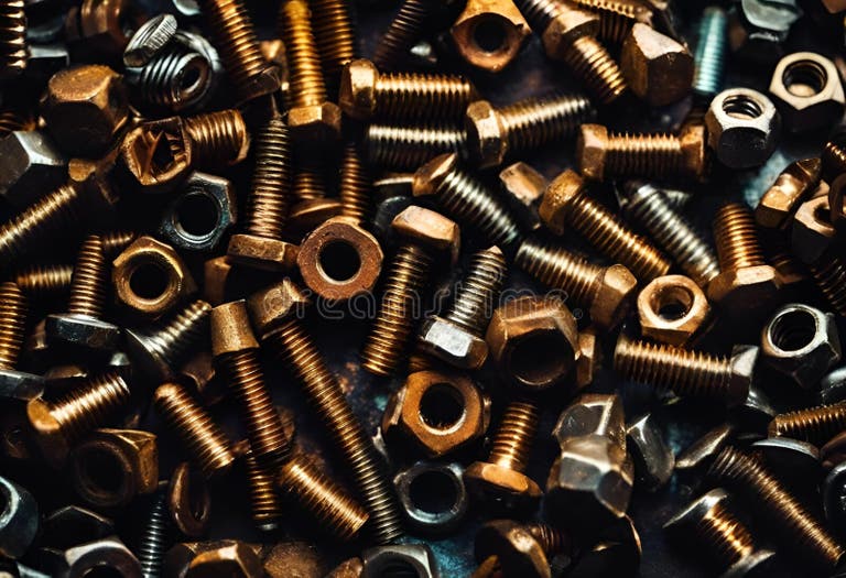 AI Generated Illustration of a Close-up of Assorted Screws in a Stack ...