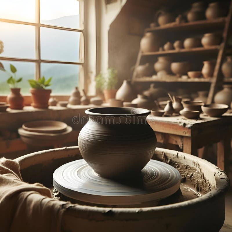 AI Generated Illustration of a Close-up of a Ceramic Pot in a Modern ...