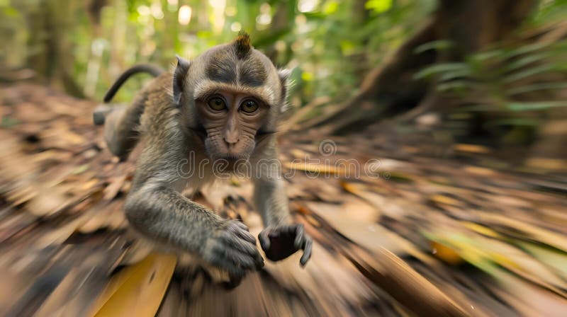 A Close Up of a Monkey in the Forest Looking at Something Stock ...