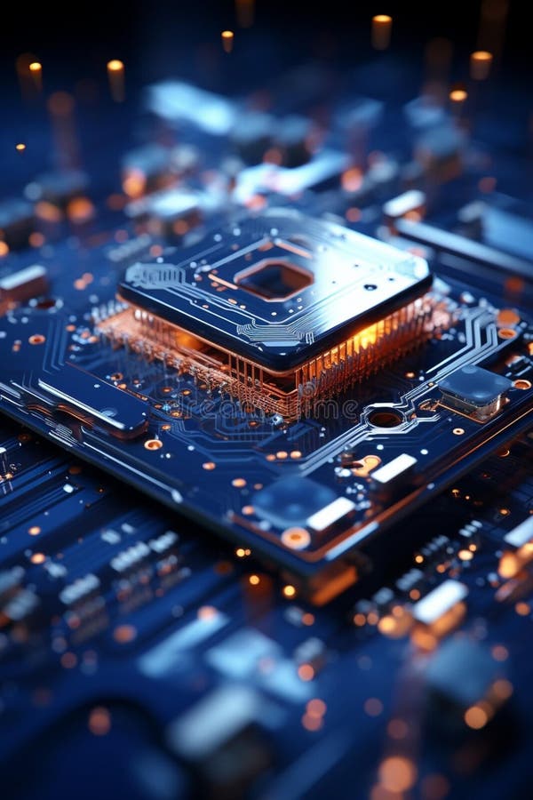 AI Generated Illustration of a Close-up of an Electronic Circuit Board ...