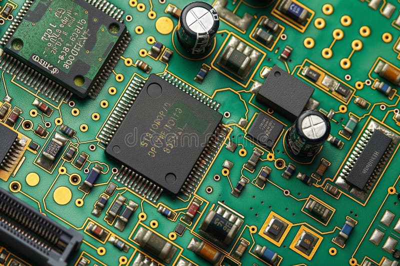 A Close Up View of Electronic Components on a Computer Board Stock ...