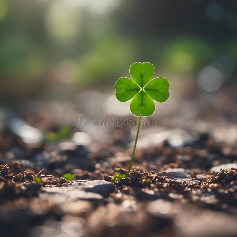 AI Generated Illustration of a Close-up of a Four-leaf Clover Growing ...
