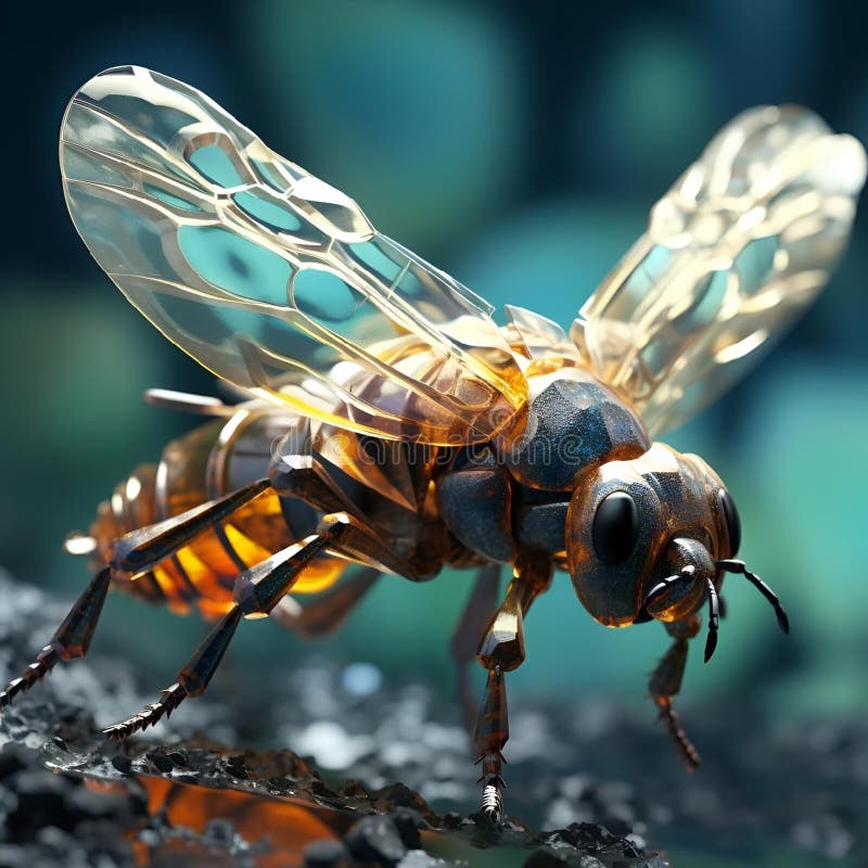 AI Generated Illustration of Close Up of a Glass Fly Perched on a ...