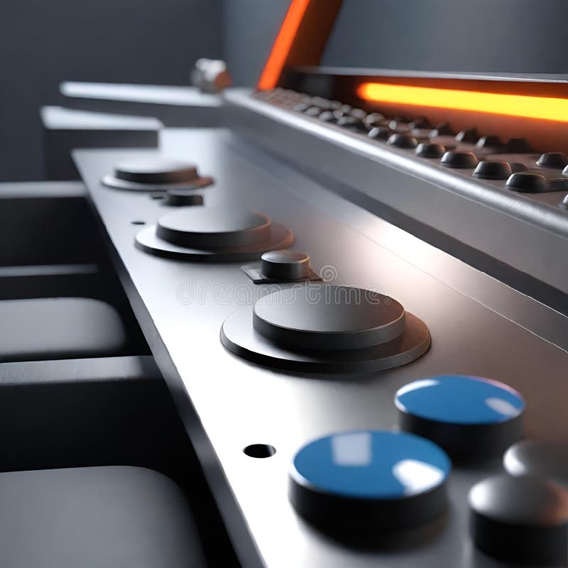 A Close Up of a Control Panel with a Light in the Background Stock ...