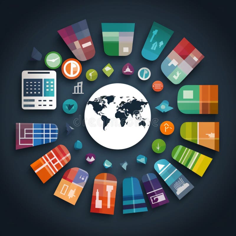 An Abstract Representation of Different Logos Surrounding the Globe ...