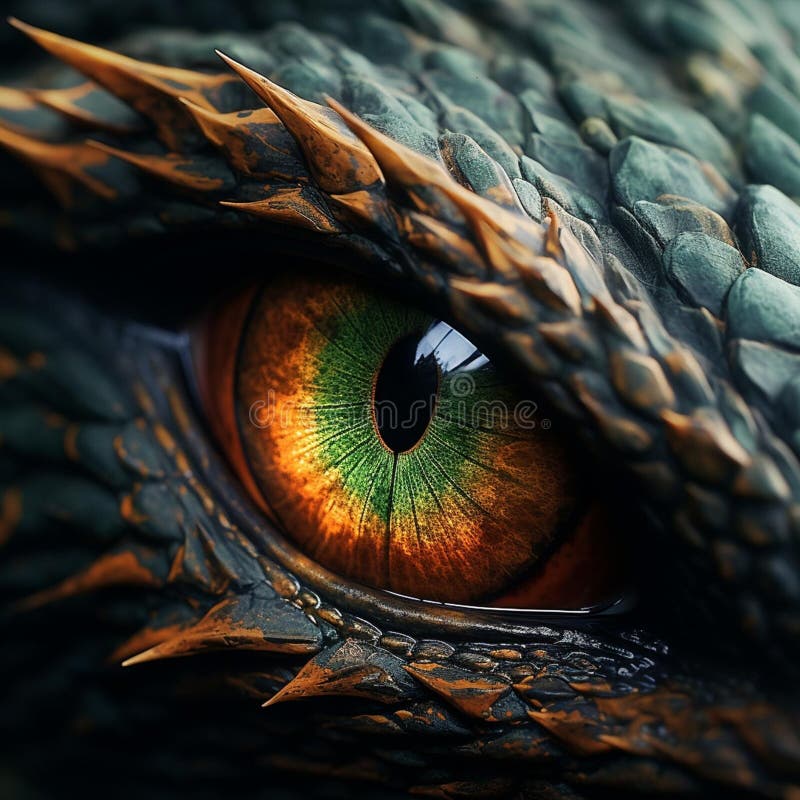 AI Generated Illustration of Close-up Image of a Dragon S Eye ...