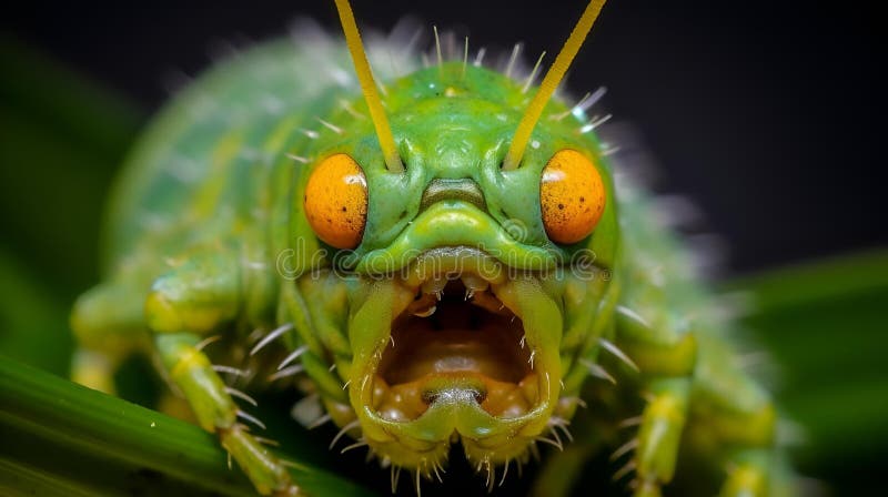 AI Generated Illustration of a Close-up of a Large Green Bug with ...
