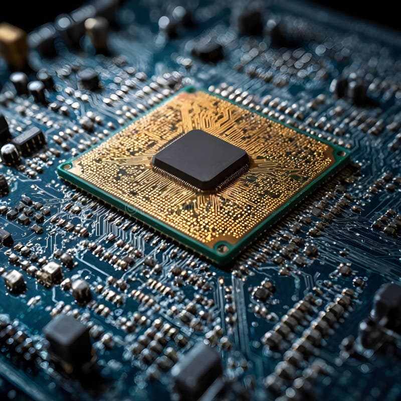 AI Generated Illustration of a Close-up of Microchips and Transistors ...