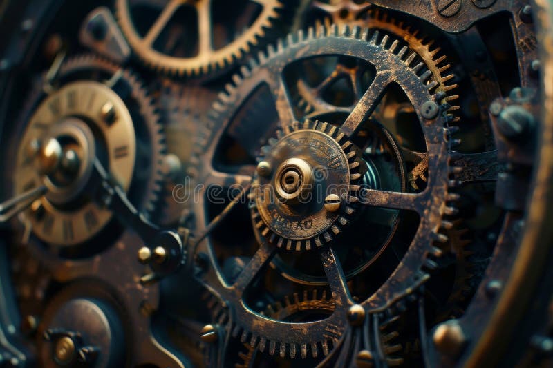 AI Generated Illustration of a Close-up of Multiple Clock Gears and ...
