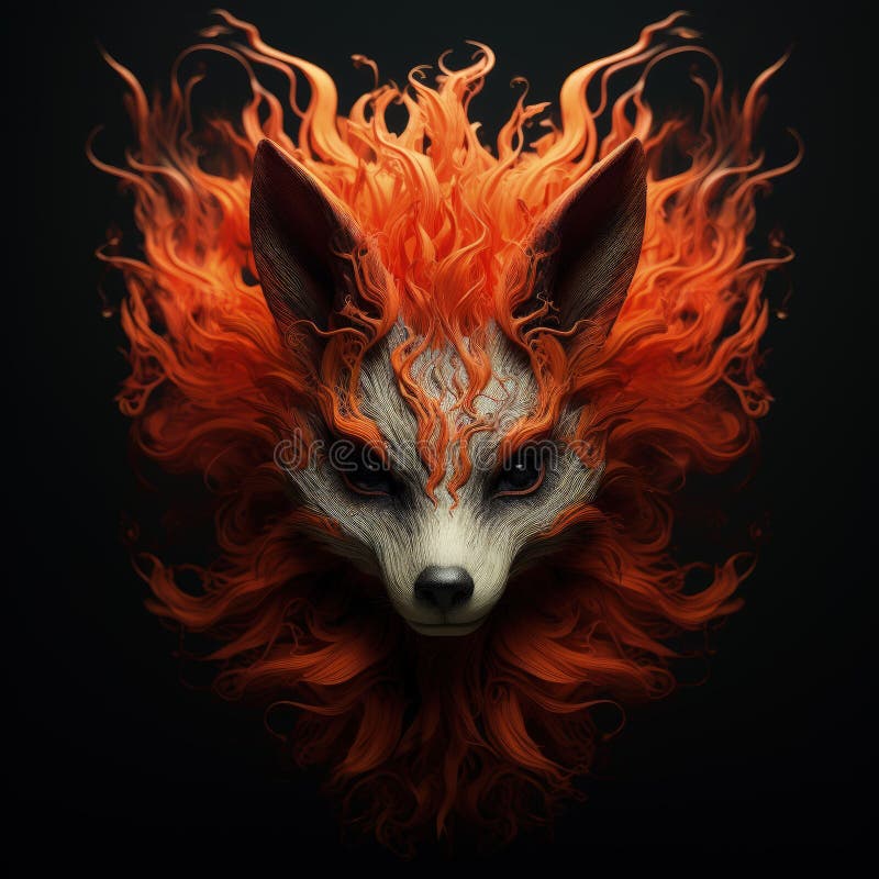 An Orange Fox S Head with Fire on the Nose Stock Illustration ...